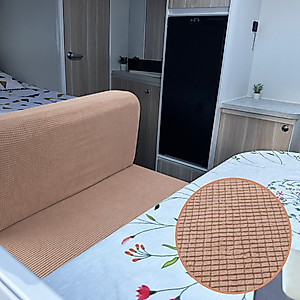 Tlswshsy RV Dinette Cushion Covers-Stretchable Loveseat Sofa Furniture Protector -Elastic Camper Cushion Slipcoversfor RV Camper Car Bench (Khak)