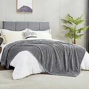 DREAMNINE Extra Large Soft Plush Fleece Bed Blanket King Size 90" x 108", Luxury Shaggy Lightweight 3D Patterned Velvet Flannel Blanket for Bedroom, Solid Gray Warm Lap Blanket for Winter Autumn, Grey