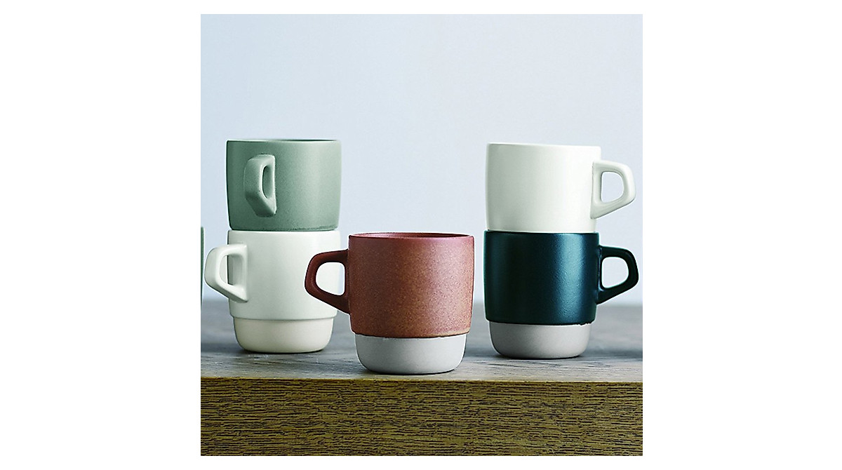 Kinto Stack Mug 10.8oz White - Stylish Porcelain Coffee Cup