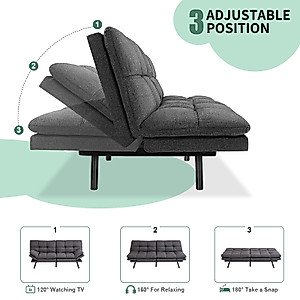 MUUEGM Futon Sofa Bed,Futon Couch,Memory Foam Futon Sofa,Convertible Sofa Bed for Compact Living Spaces,Apartment,Office,Sofa Bed Couch,71"*33"*31.5",Dark Gray Fabric