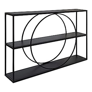 Kate and Laurel Geometric Pirzada Wall Shelf, 36" x 24", Black, Modern Wall Storage