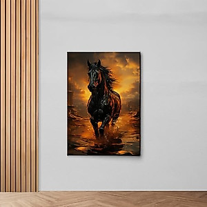 Majestic Black Stallion Galloping In The Clouds, Black Horse On Salt Flats, Canvas Print, Black Horse Print, Black Horse Wall Art, Wall Art, Wall Decor