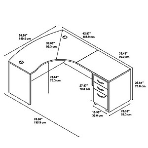 Bush Business Furniture Series C Right Handed L Shaped Desk with Mobile File Cabinet in Hansen Cherry