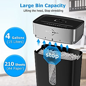 BONSEN High Security Micro-Cut Paper Shredder, 6-Sheet P-4 Home Office Shredder, Paper/Credit Cards/Staples/Clips Small Shredder with 4-Gallon Big Wastebasket, Black (S3101-M)