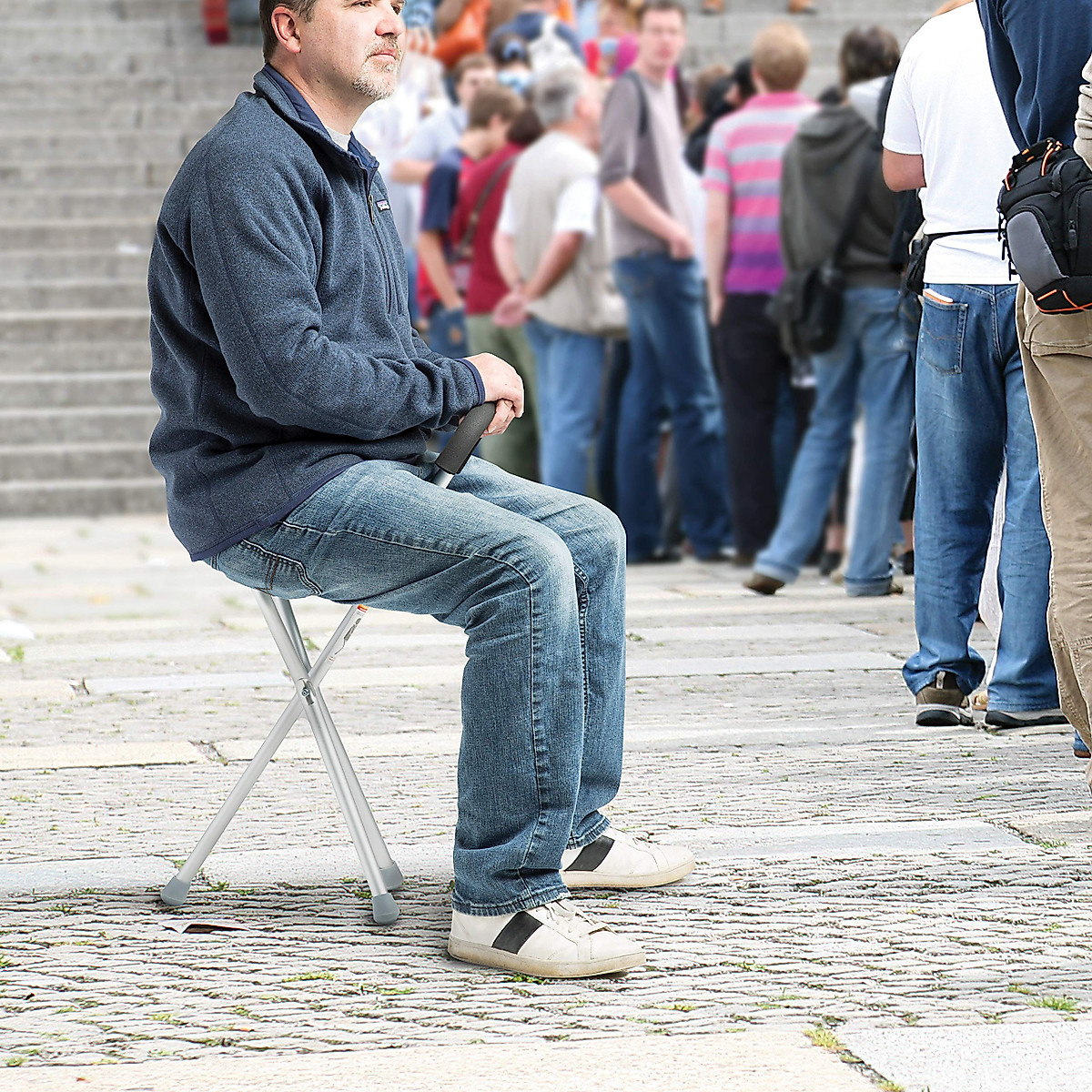 Walking Seat and Cane in One