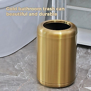 YOJIA 8l/2.11gallons Small Gold Bathroom Trash Can,Brushed Gold Garbage Can，Brass Gold Trash Can for Bathroom,Bedroom,Hotel,Dressing Room,Rv,Store (235 Gold)