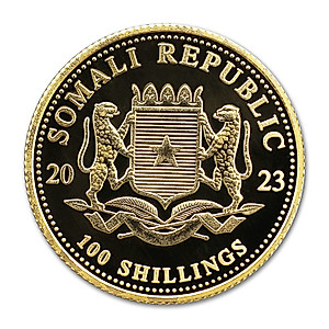 2023 1/10 oz Somalian Gold Elephant - African Wildlife Coin Brilliant Uncirculated 24K 100 Shillings BU