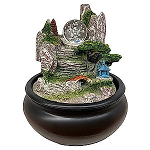 POSITIA Tabletop Fountain Waterfall Fountain with Colorful Lights and Glass Ball- for Patio Garden Desk and Bedroom Relaxing Decor Tabletop Fountains Buddhist Meditation