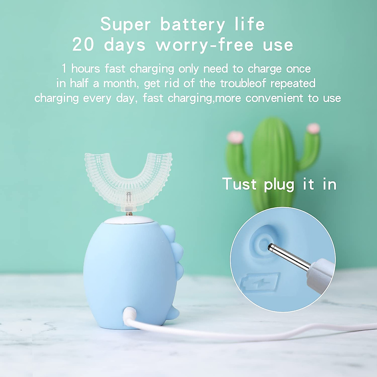 yeklike Kids Electric Toothbrushes, U Shaped Ultrasonic Toothbrush,Rechargeable Kids Toothbrush w/Smart Timer, Sonic Toothbrush K10 （2-7y）…