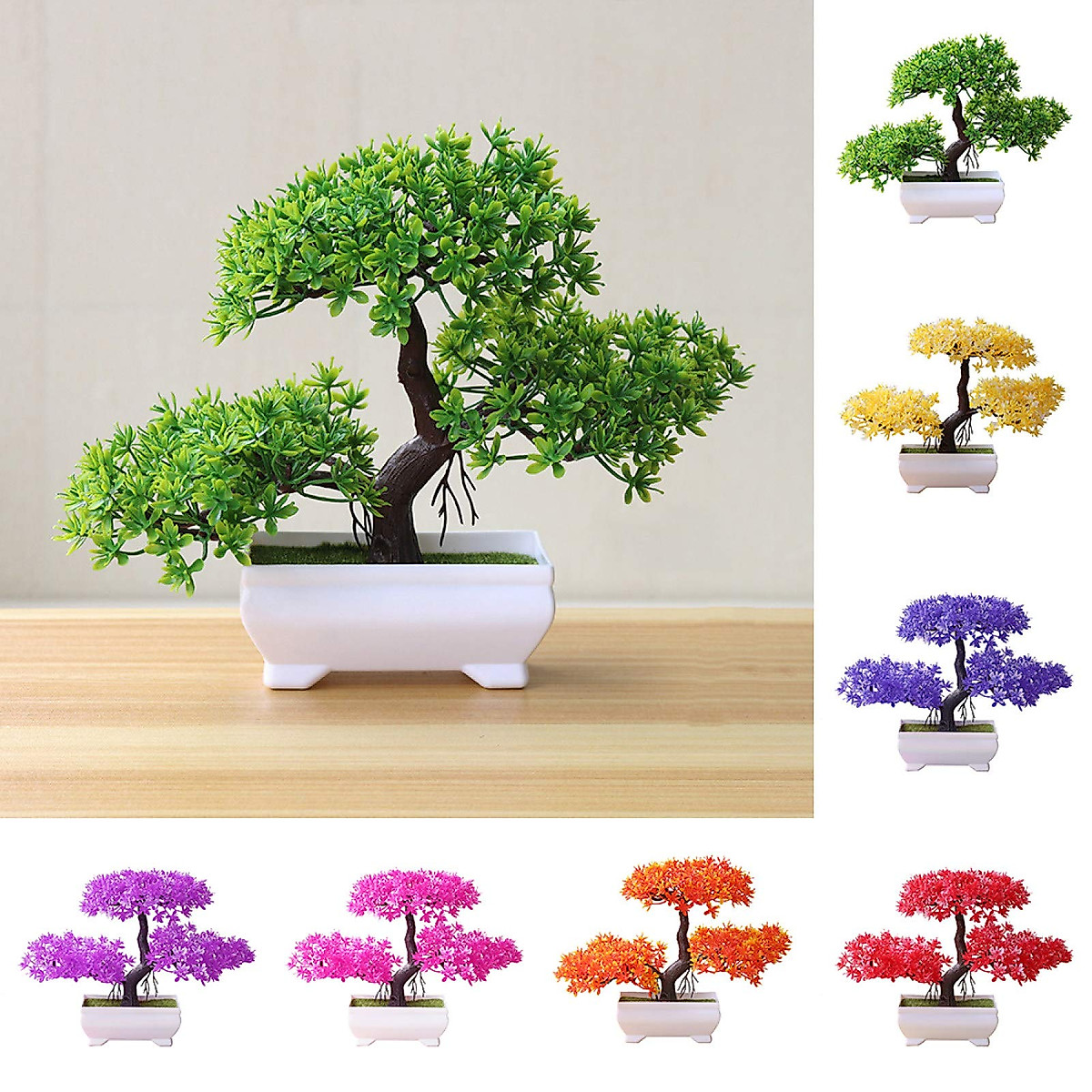 HASEAN Artificial Plants Bonsai Welcoming Pine Tree Pot Desk Display Simulation Fake Tree Fake Potted Ornament Home Hotel Garden Decoration