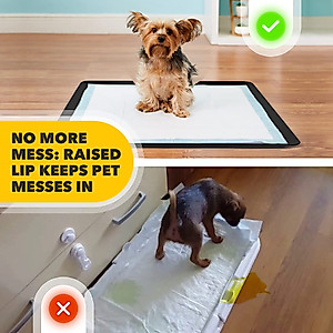 Skywin Dog Puppy Pad Holder Tray for 24 x 24 Inches Training Pads - Silicone Wee Wee Pad Holder, No Spill Pee Pad Holder for Dogs, Easy to Clean and Store (Black)