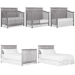 Dream On Me Fairview 4 in 1 Convertible Crib in Metallic Grey, JPMA Certified, 3 Mattress Height Settings, Built of Durable & Sustainable Pinewood