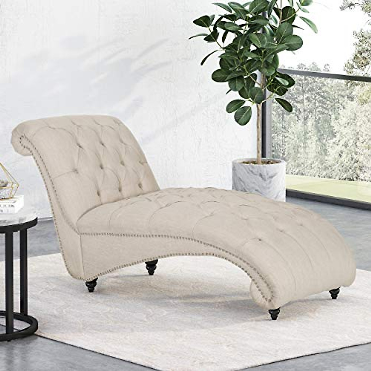 Christopher Knight Home Varnell Chaise Lounge, Beige + Dark Brown