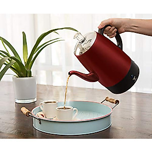 Moss & Stone Electric Coffee Percolator, Red Body with Stainless Steel Lid Coffee Maker, Percolator Electric Pot, Red Camping Coffee Pot 10 Cups