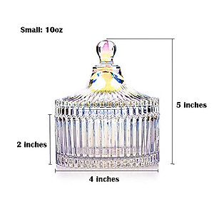 CHOOLD Luxury Colorful Tent Shaped Crystal Candy Jar with Lid,Clear Glass Apothecary Jar Wedding Candy Buffet Jar Food Jar. 10oz
