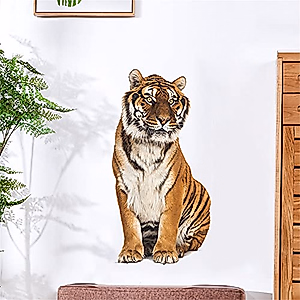 ROFARSO Lifelike Cool Tiger Jungle Animal Wall Stickers Removable Wall Decals Art Decorations Decor for Bedroom Living Room Murals