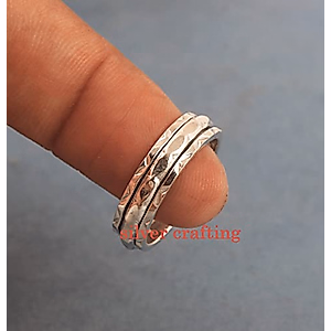 Spinner Texture Spin Band Spinning Meditation Ring 925 Sterling Silver Anxiety Boho Ring Silver Jewelry Gift (9)