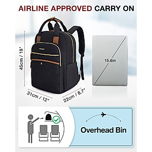 BAGSMART Travel Backpack for Women, 15.6 Inch Laptop Backpack, Teacher Backpack with USB Charging Hole, Casual Daypack College School Bookbags, Large Capacity Computer Backpacks for Business, Black