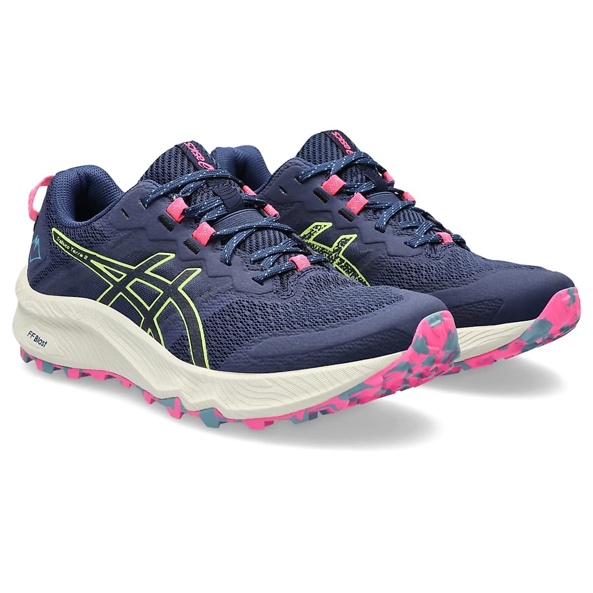 ASICS Women's Trabuco Terra 2 Shoes, 9, DEEP Ocean/Lime Green