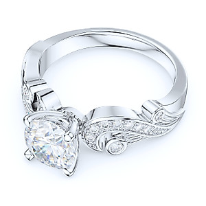 PRSTANI Sterling Silver Filigree Art Deco Vintage Style 1CT Simulated Round Brilliant Diamond Promise Engagement Ring Bridal (6)