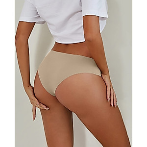 DEANGELMON Seamless Underwear for Women No Show Bikini Panties Comfortable Stretch Invisible Ladies Hipster Briefs 6 Pack Medium