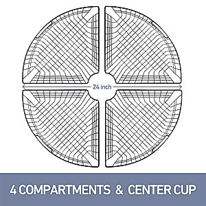 Leeden Lazy Susan Organizer Basket for 24" Diameter Turntable - 16.3" x 10.3" x 4" Metal Organizing Storage Bins (6 Packs) - Black Kitchen Cabinet Storage Organizer - 1/4 Wedge Can Organizer