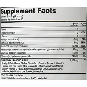 Top Secret Nutrition Cardio Igniter Pre-workout Supplement with Beta-alanine, L-Carnitine, and Red Beet Extract, 6.35 oz. (180g), (30 Servings) Fruit Punch