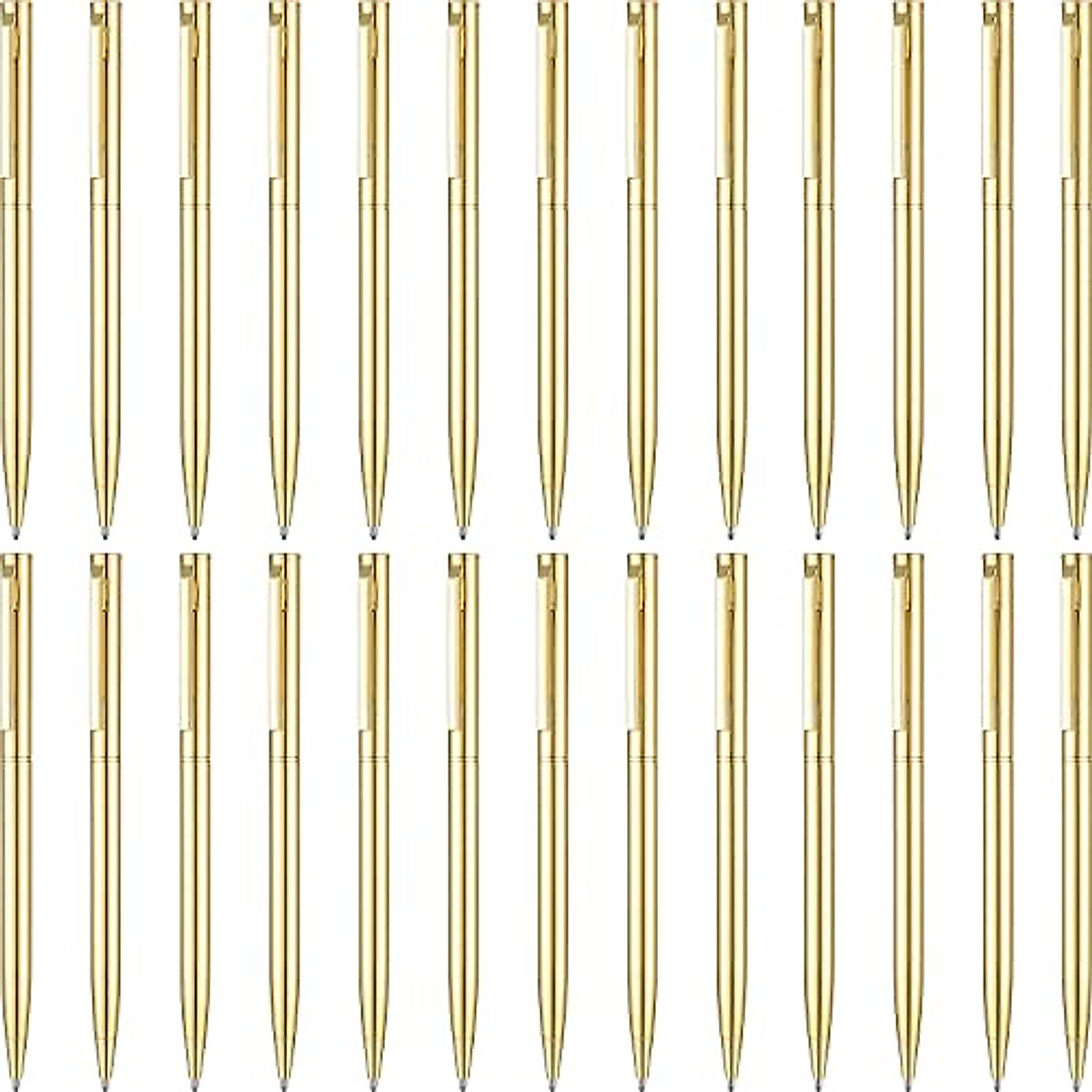 26 Pieces Slim Metallic Retractable Ballpoint Pens 1 mm Medium Point Black Ink Pen Nice Present for Wedding Business Office Supplies Teachers Students Graduation Present (Golden)