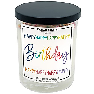 Happy Birthday Candle - Happy Birthday - Best Friends, Friendship Gifts for Women, Birthday Gift Ideas for Friends Female, Unique Birthday Candles Gifts for Bestie, Sister, Buttercream Vanilla Cake
