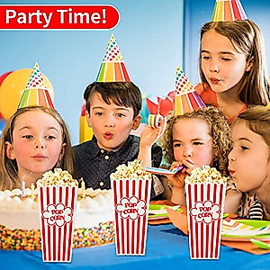 Popcorn Containers Disposable 46 Oz Red & White Striped Cardboard Popcorn Boxes for Movie Night (12 Pack)