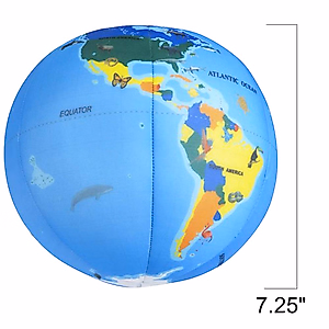 ArtCreativity Plush World Globe Ball, 1 PC, Soft 7.25 Inch Globe, Fun Educational Tool for Learning Geography, Great Gift Idea, Classroom Decoration, and Preschool Toy