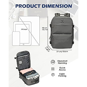 Hynes Eagle 20L Travel Backpack Carry on Backpack Women Men Personal Item Bag for Spirit Airlines Small Nylon Laptop Backpack 14 inches Grey