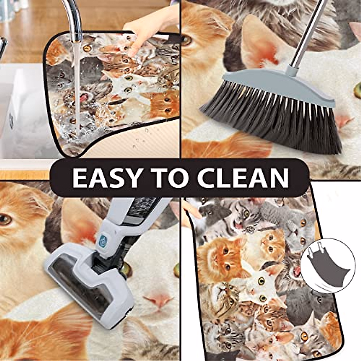 Kitchen Mat Cute Kitty Cat Kitchen Floor Mat Cushioned Anti-Fatigue Kitchen Rug 3D Cat Non-Slip Kitchen Rugs and Mats Comfort Mat for Kitchen, Floor Home, Office, Sink, Laundry