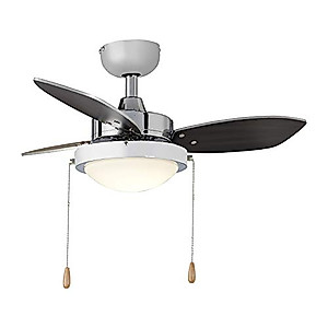 Amazon Basics 30-Inch Ceiling Fan - Includes Integrated Dimmable LED Light Kit - Three Reversible Blades, Chrome Finish