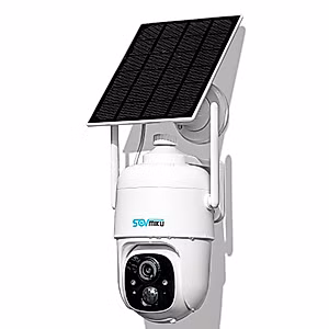 Sovmiku CQ1 AI 2K Solar Security Camera Wireless Outdoor, Battery Powered Cam, Two-Way Audio,PIR Motion Detection, Easy to Setup, Pan/Tilt 360° View,Color Night Vision,Audible Flashlight Siren,SD Slot
