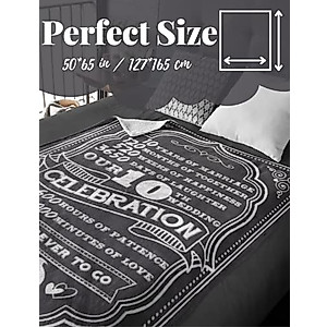 InnoBeta 10th Anniversary Tin Gifts, 10th Marriage Wedding Anniversary, Valentine's Day Gifts for Husband, Wife, 10 Year Wedding Anniversary Blanket for Him, 10th for Her and Couple (50"x65")