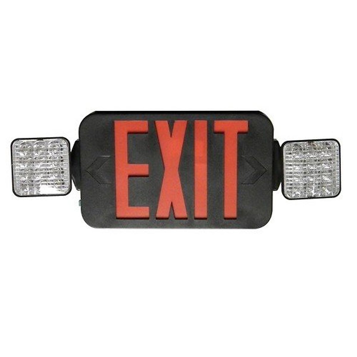 Morris Products Square Head LED Combo Exit Emergency Light – High Output, Remote Capable, Red LED Color, Black Housing – 76 Lumens, Adjustable, (73443)