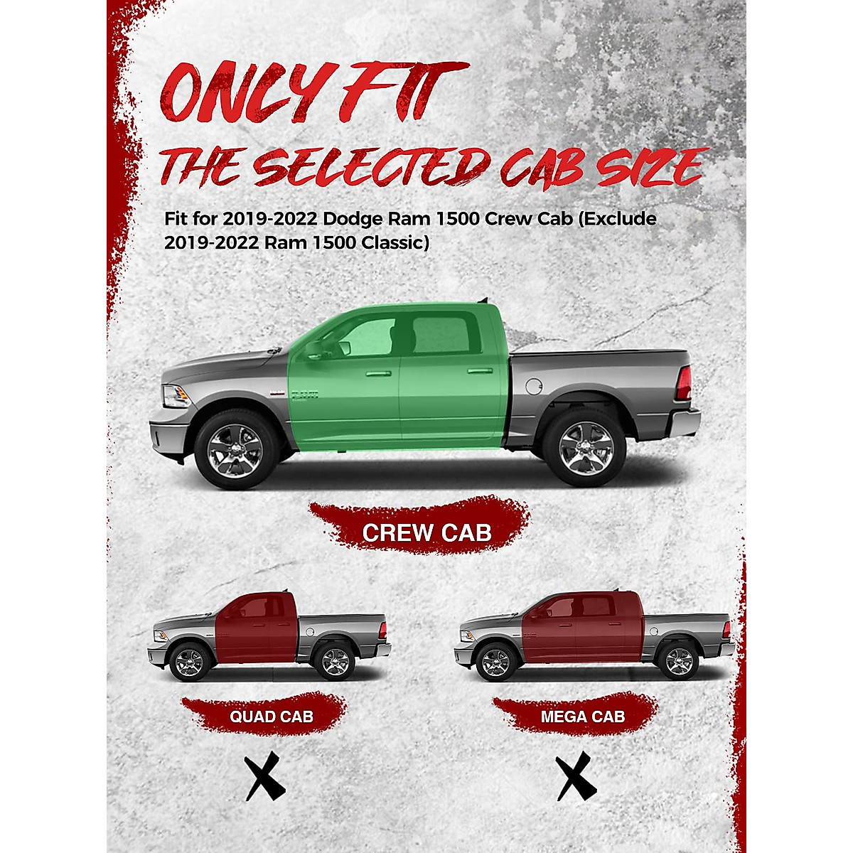 KYX 5 inches Running Boards Side Steps Fit for Dodge Ram 1500 Crew Cab 2019-2022, Nerf Bar Side Steps Side Bars for Cars and Trucks, Textured Black Powder Coated