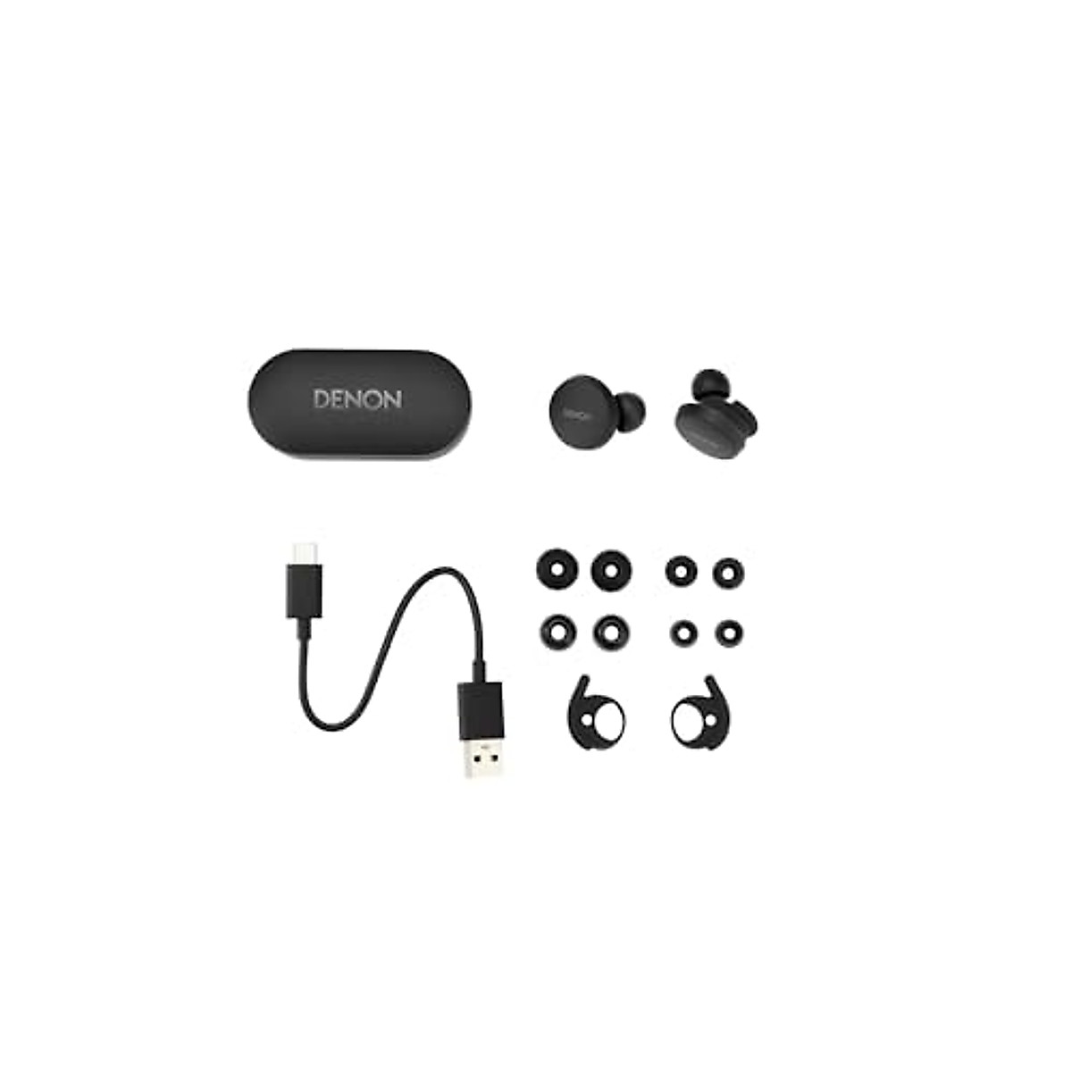 Denon PerL Pro True Wireless Earbuds - Adaptive Active Noise Cancelling, Personalized Sound with Masimo Adaptive Acoustic Technology, Spatial Audio, 32Hr-Battery Life, Wireless Charging, Black