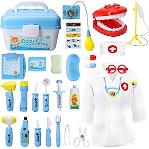 Medical Kit for Kids - 38 Pieces Doctor Pretend Play Equipment, Toy Doctor Kit for Kids, Doctor Play Set with Gift Case for Boys Girls 3 4 5 6 7 Years Old Christmas Birthday Gift(Blue)