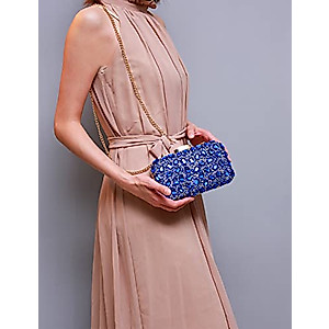 Hupifaz Rhinestone Purse - Crystal Clutch Purses for Women Wedding, Women's Diamond Purse and Formal Evening Bag (Royal Blue)
