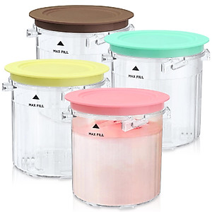 FOTRIC 16oz Ice Cream Containers Replacement for Ninja Creami Breeze Pints and Lids - 4 Pack, Compatible with NC100 NC200 NC201 CN205A Series, BPA-Free & Dishwasher Safe