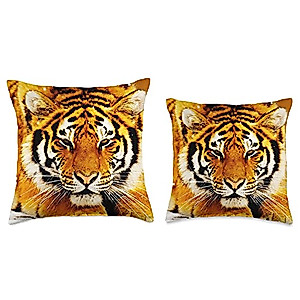 Siberian Tiger Throw Pillow, 16x16, Multicolor