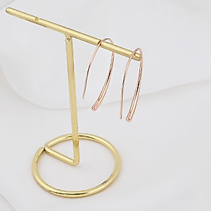 Handmade Pull Through Earrings Rose Gold Earrings Hypoallergenic Drop Open Hoop Earrings Dangle Threader Silver Earrings for Women Trendy