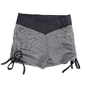Bblulu Womens Butt Lifting Yoga Shorts with Side Drawstring High Waisted Hot Pants Gym Running Textured Tights Biker Shorts