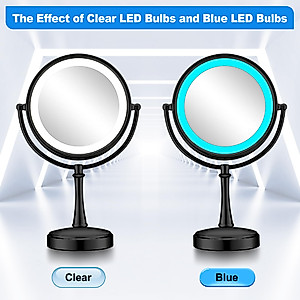 Glooglitter Replacement LED Bulbs Compatible with Conair Makeup Mirror, E12 Candelabra Base T20 Light Bulbs, 2W 120V Replacement Bulbs Compatible with Conair Lighted Makeup Mirror - 2 Clear 2 Blue