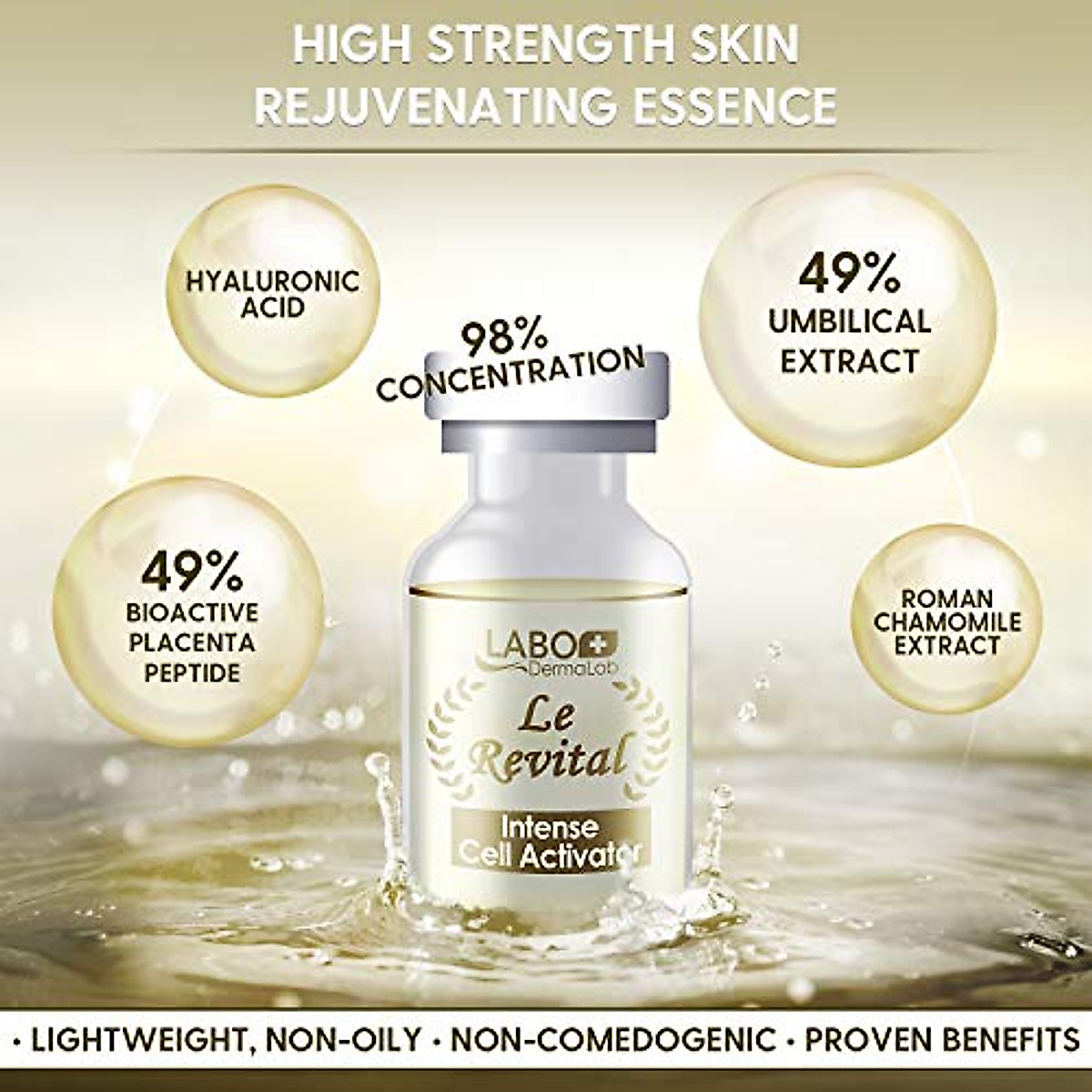 Le Revital 98% Concentrated Nano Placenta Extract, Umbilical Extract & Sodium Hyaluronate Anti-Aging Serum from Japan – Skin Rejuvenate Essence - Reduce Wrinkles, Dark Spot + Hydration – Non-greasy