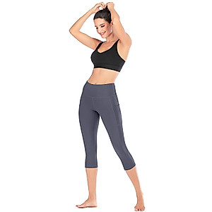 IUGA Premium Pants Set (Size Medium)- includes 1 Capri Leggings for Women with Pockets，1 Biker Shorts Women with Pockets Workout Yoga Shorts