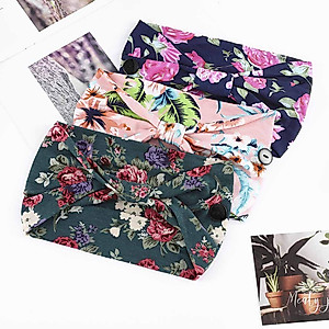 Bohend Boho Button Headband Wide Stretchy Daily Use Knotted Headwear Sport Athletic Yoga Gym Hair Accessories for Women and Girls(3pcs) (J)