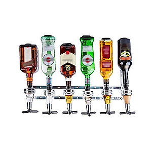 6 Bottle Wall Mounted Liquor Dispenser - Professional Alcohol Bar Dispenser Station for Liquor Drinks - Bottle Holder for Alcohol Wall Mount Dispenser - Portable Despensor Alcohol Cocktails Shots